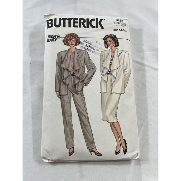 Butterick | Other | Vtg 985 Butterick 3418 Sewing Pattern Misses Jacjet ...